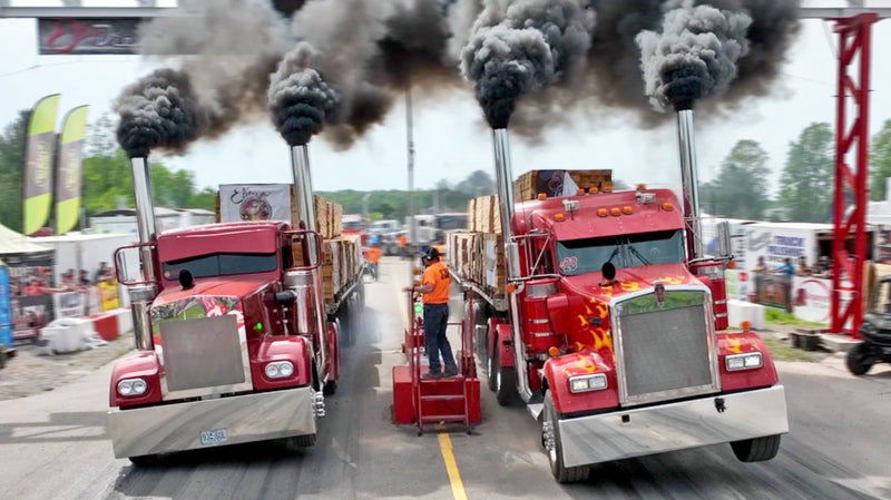 2,800hp Big Rig Drag Racing (120,000lb Trailers) - 1320Video