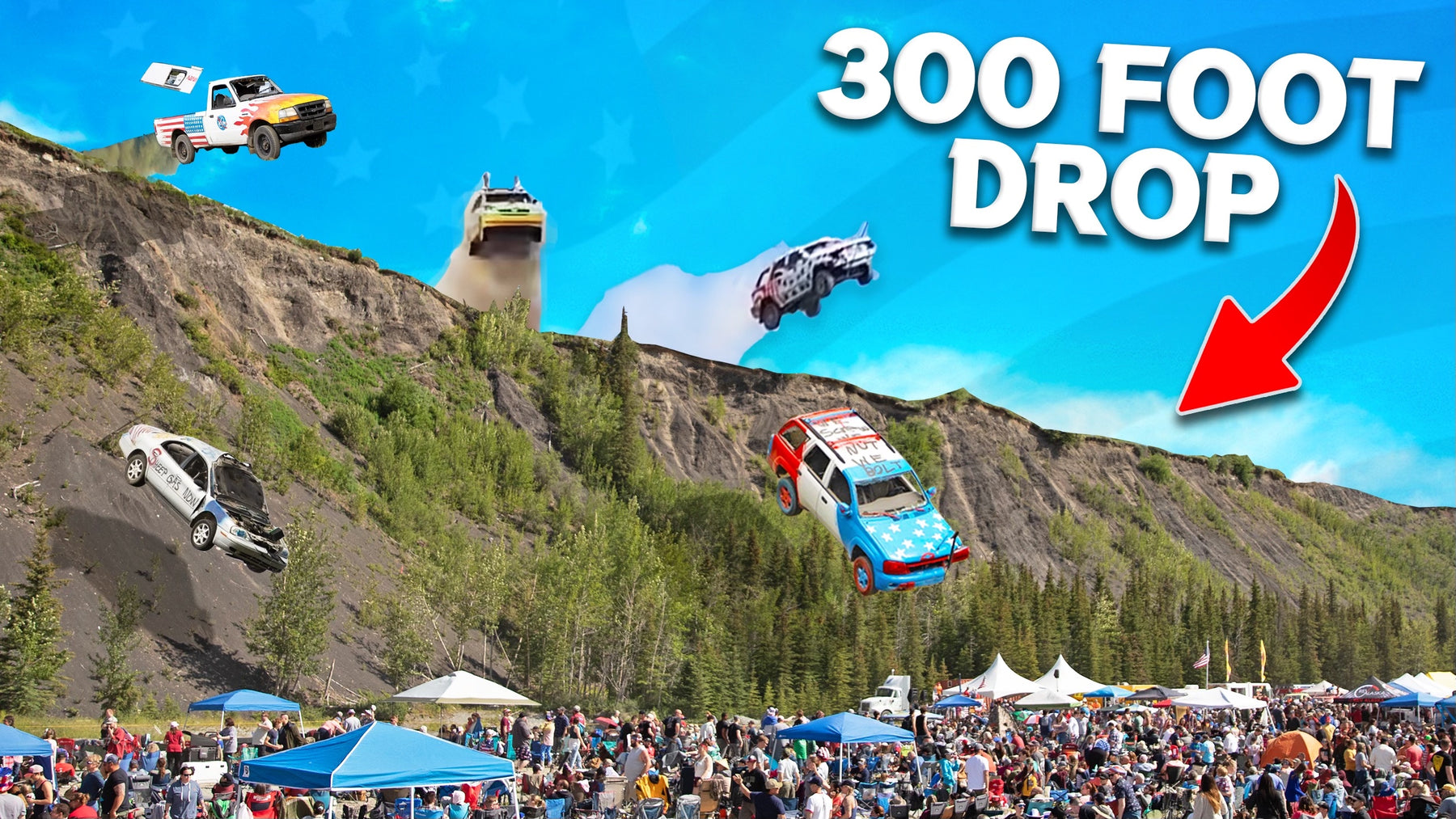 The Alaskan 4th of July CAR LAUNCH - 300ft Extreme Jumps! - 1320Video